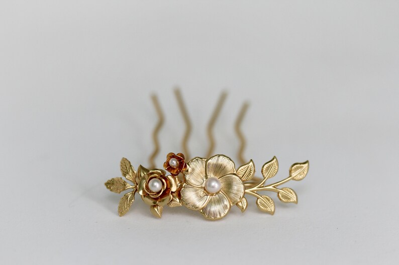 Blooming Flower Bun Stick Updo Stick Gold Flower Hair Pin - Etsy