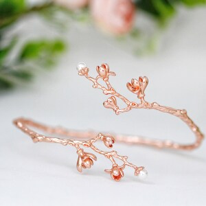 Magnolia Arm Band Floral Nature Inspired Bracelet Dainty Flowers Hand ...