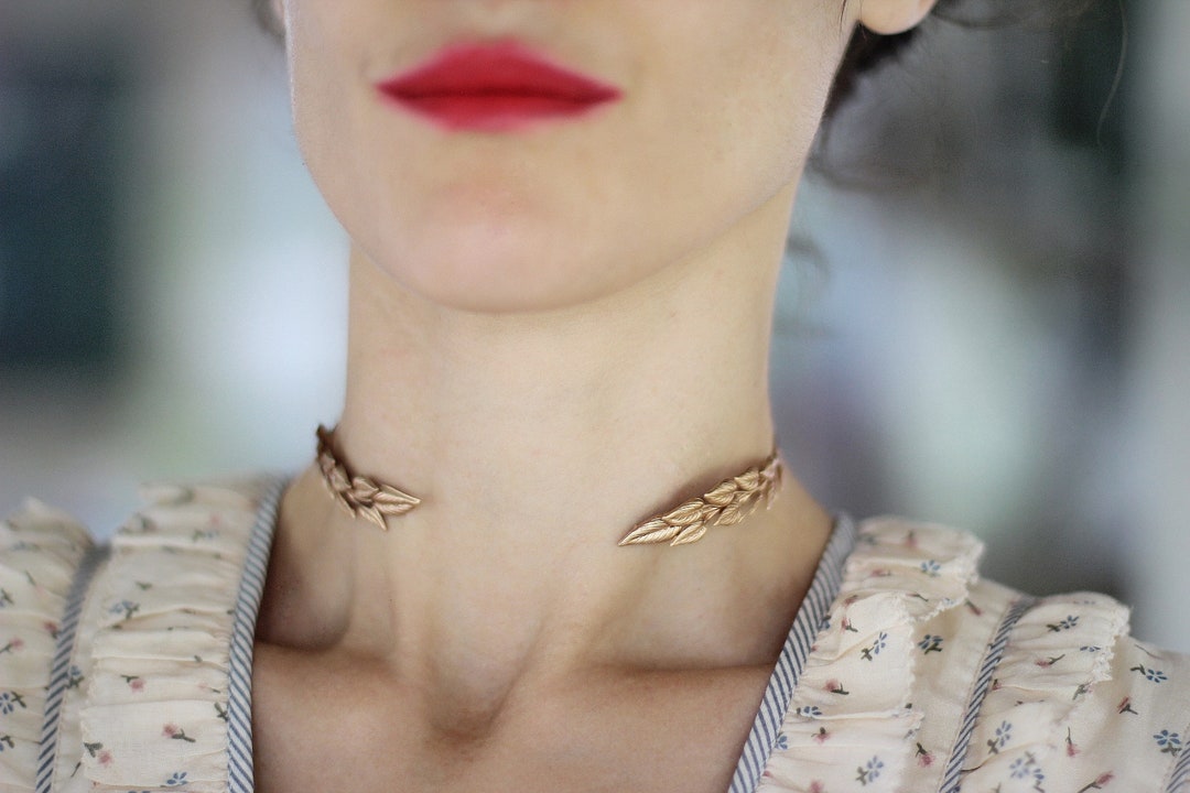 Olive Leaf Choker Neck Band Ancient Greek Gold Leaves Wedding Jewelry ...