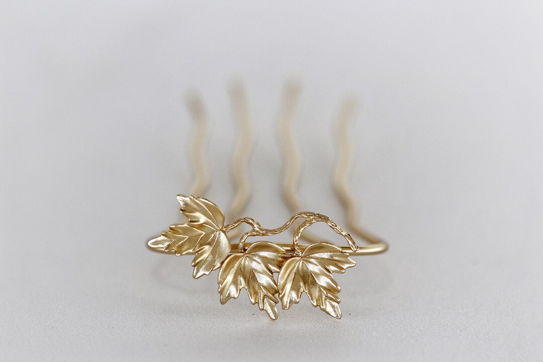 Triple Maple Leaves Hair Prong Leaf Jewelry Hair Accessory Gold Hair ...