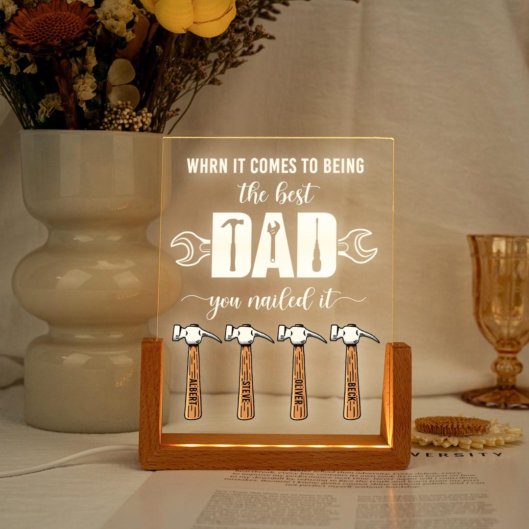 Best Dad You Nailed It Night Light, Personalized Father's Day Gifts for ...