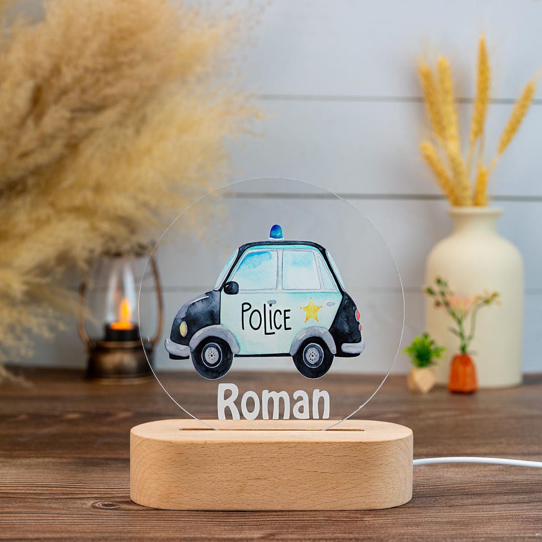 Personalized Baby Boy Night Light,custom Police Car LED Night Light ...