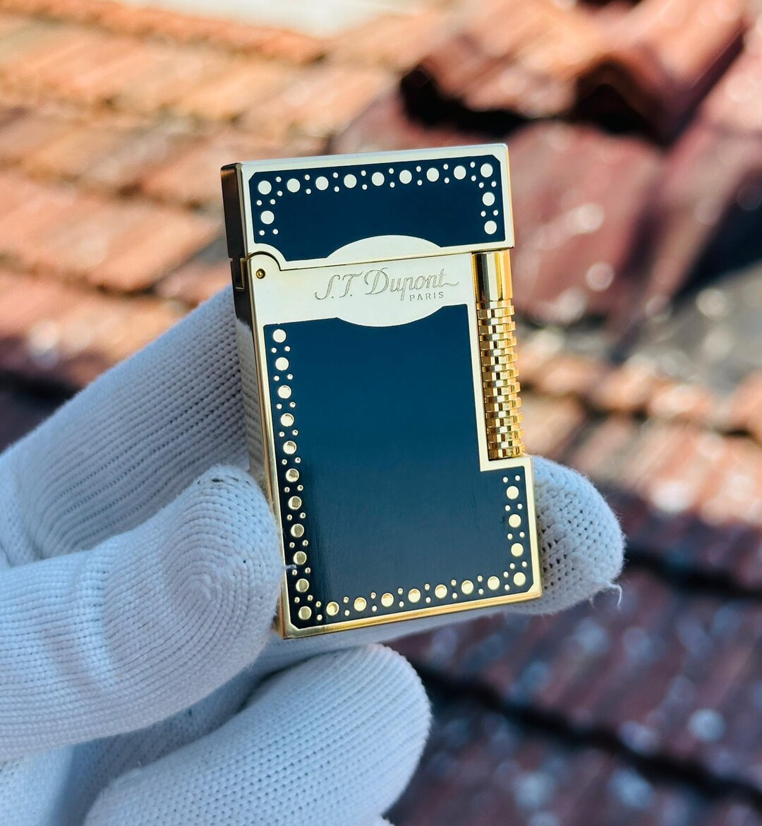 St Dupont Paris Lighter Black and Gold Lighter Ligne II Paris High ...