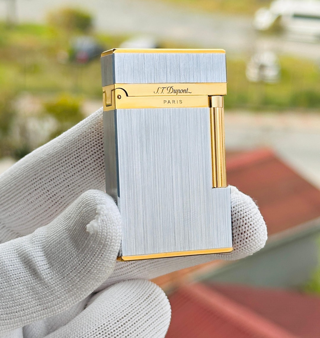 St Dupont Lighter Silver and Gold Plated 11325 Ligne 2 1:1 High Quality ...