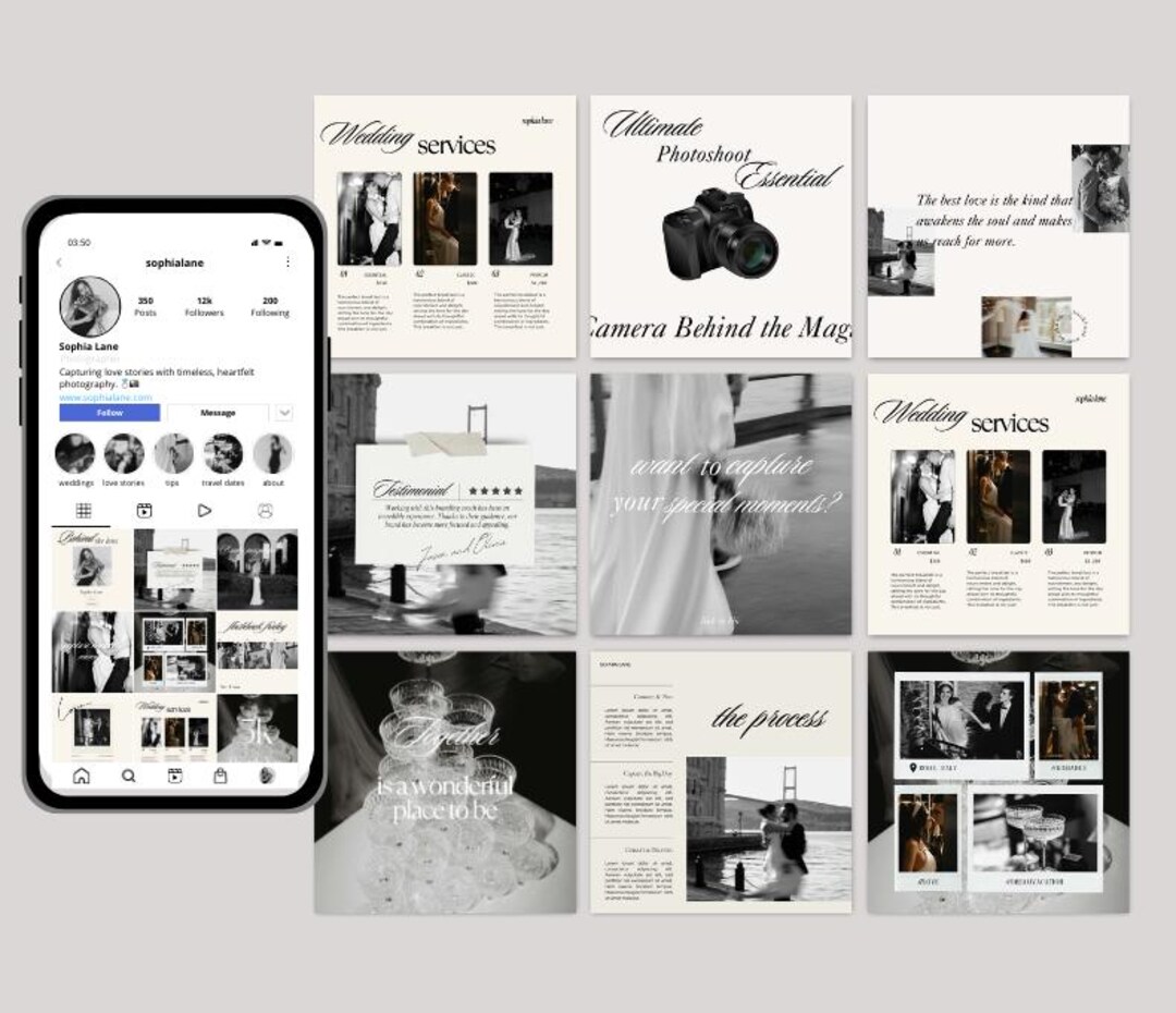 Photography Instagram Template, Photographer Canva Templates,wedding ...
