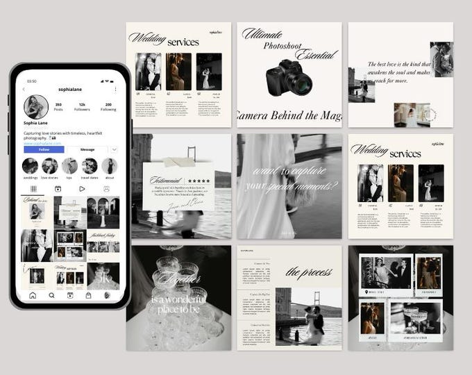 Photography Instagram Template, Photographer Canva Templates,wedding ...