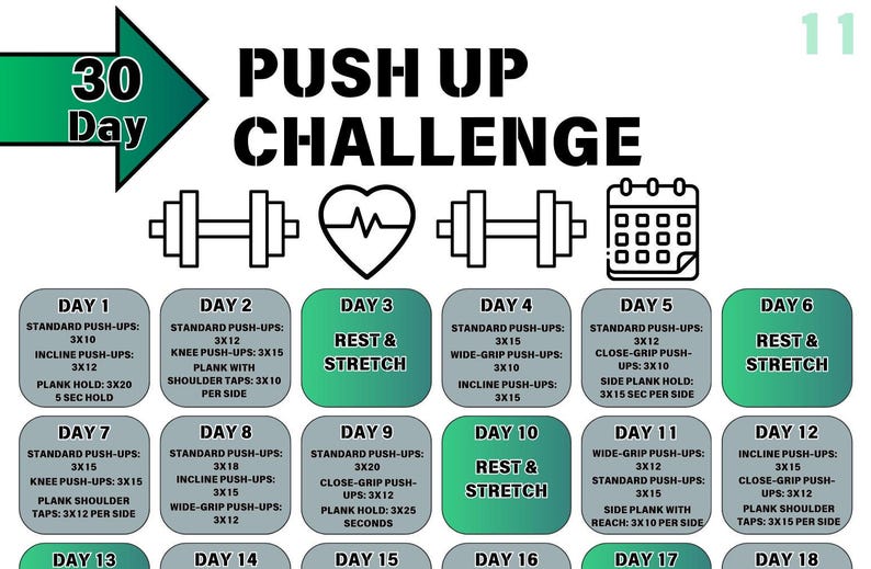 30 Day Push up Challenge - Etsy