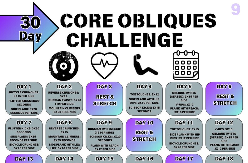 30 Day Core and Obliques Challenge - Etsy