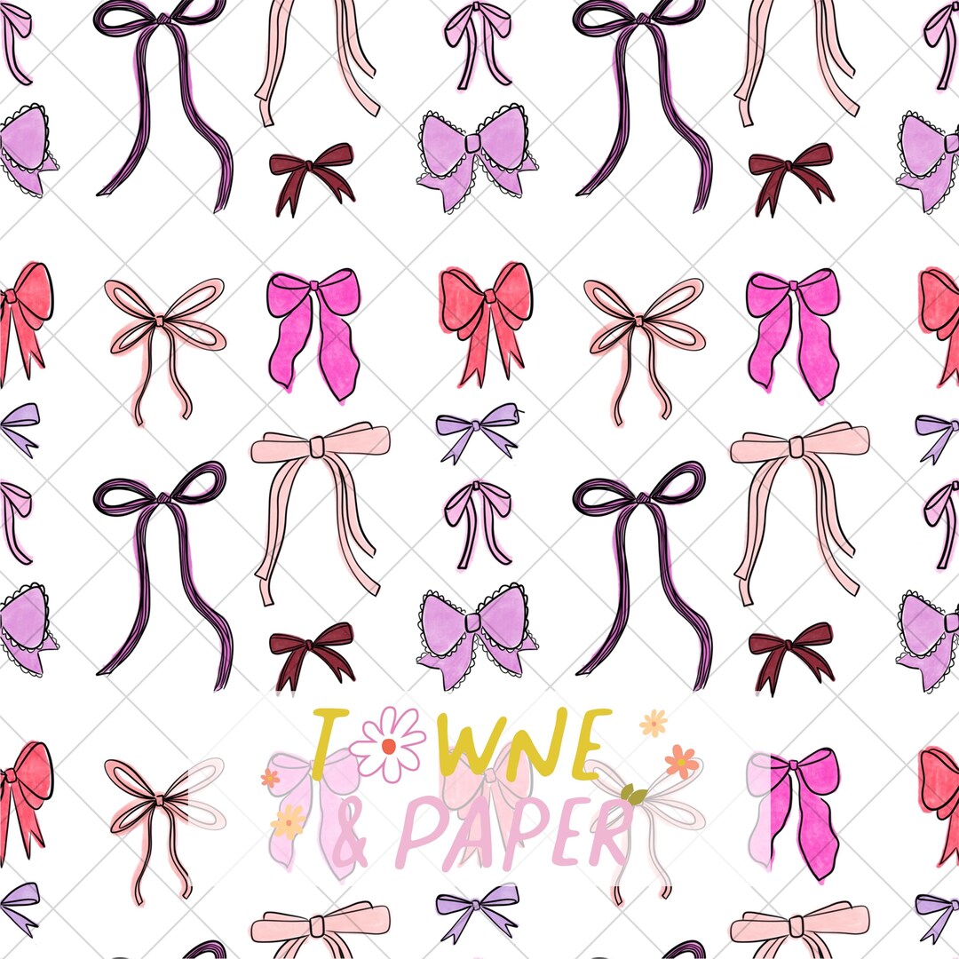 Coquette Valentines Bow Seamless Pattern, Digital Fabric Design (PNG ...