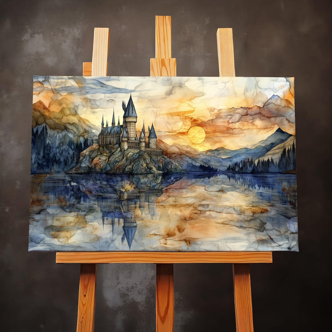 Hogwarts Castle at Sunset – Digital Watercolor Poster - Etsy