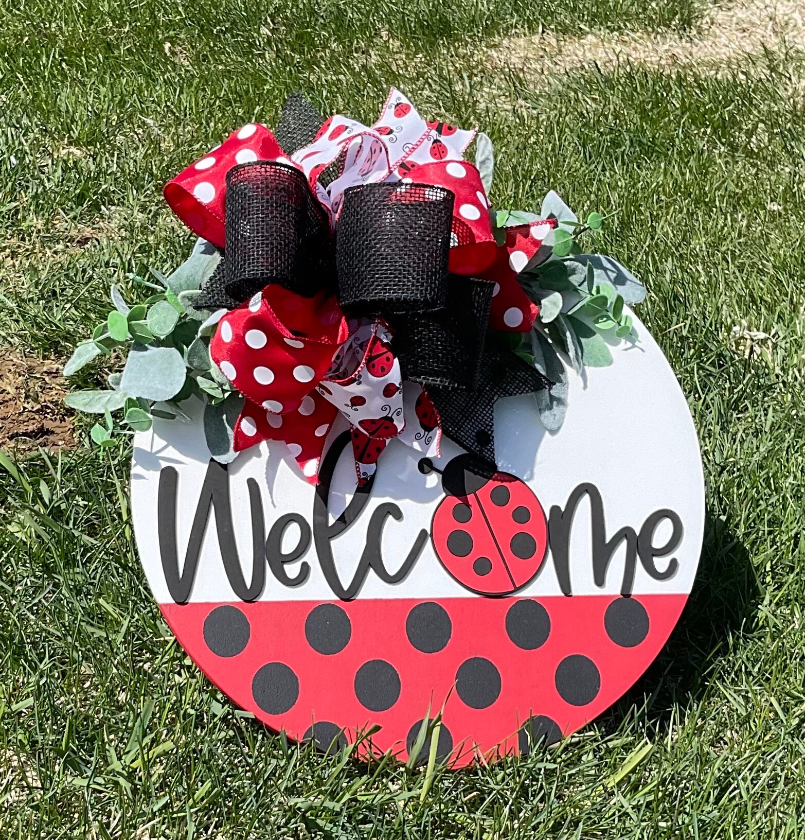 Ladybug Door Hanger/ladybug Front Door Decor/entry Door/welcome Sign - Etsy