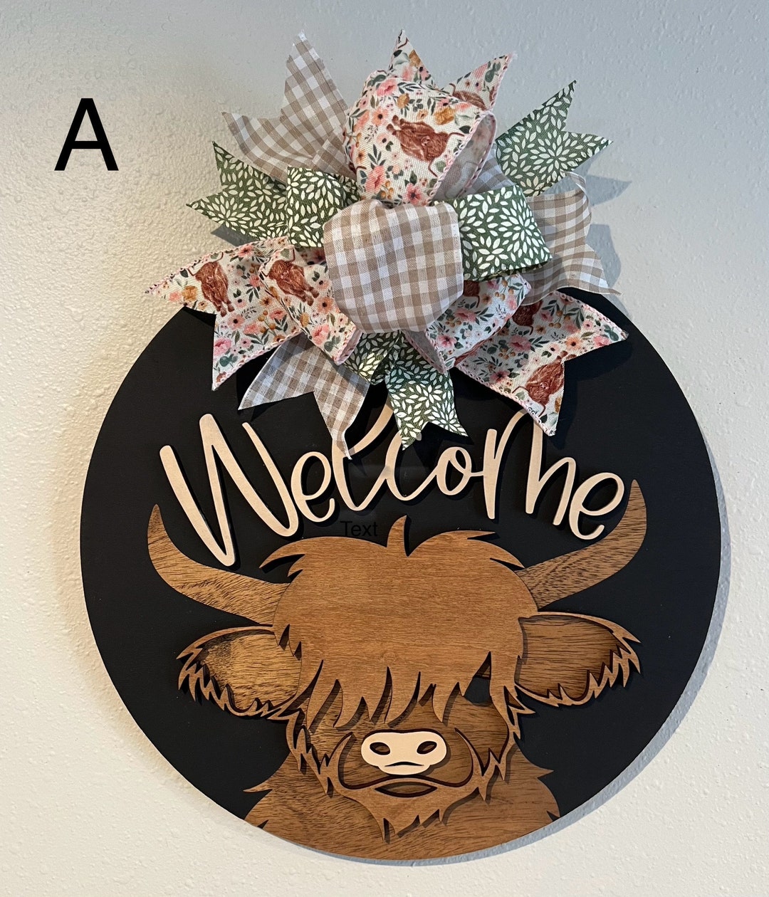 Welcome Highland Cow Door Hanger/cow Front Door Decor/entry Door ...