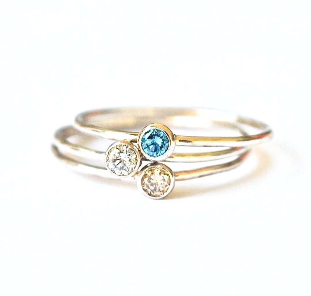 Triple Diamond Stacking Rings in 14kt White Gold - Wedding Stack Rings ...