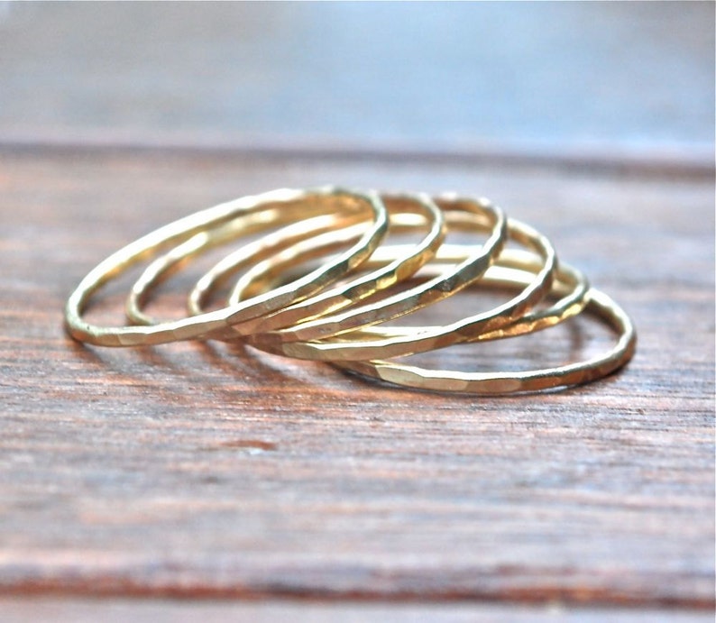 14k Gold Stack Rings the Skinny Stack Set of 6 - Etsy