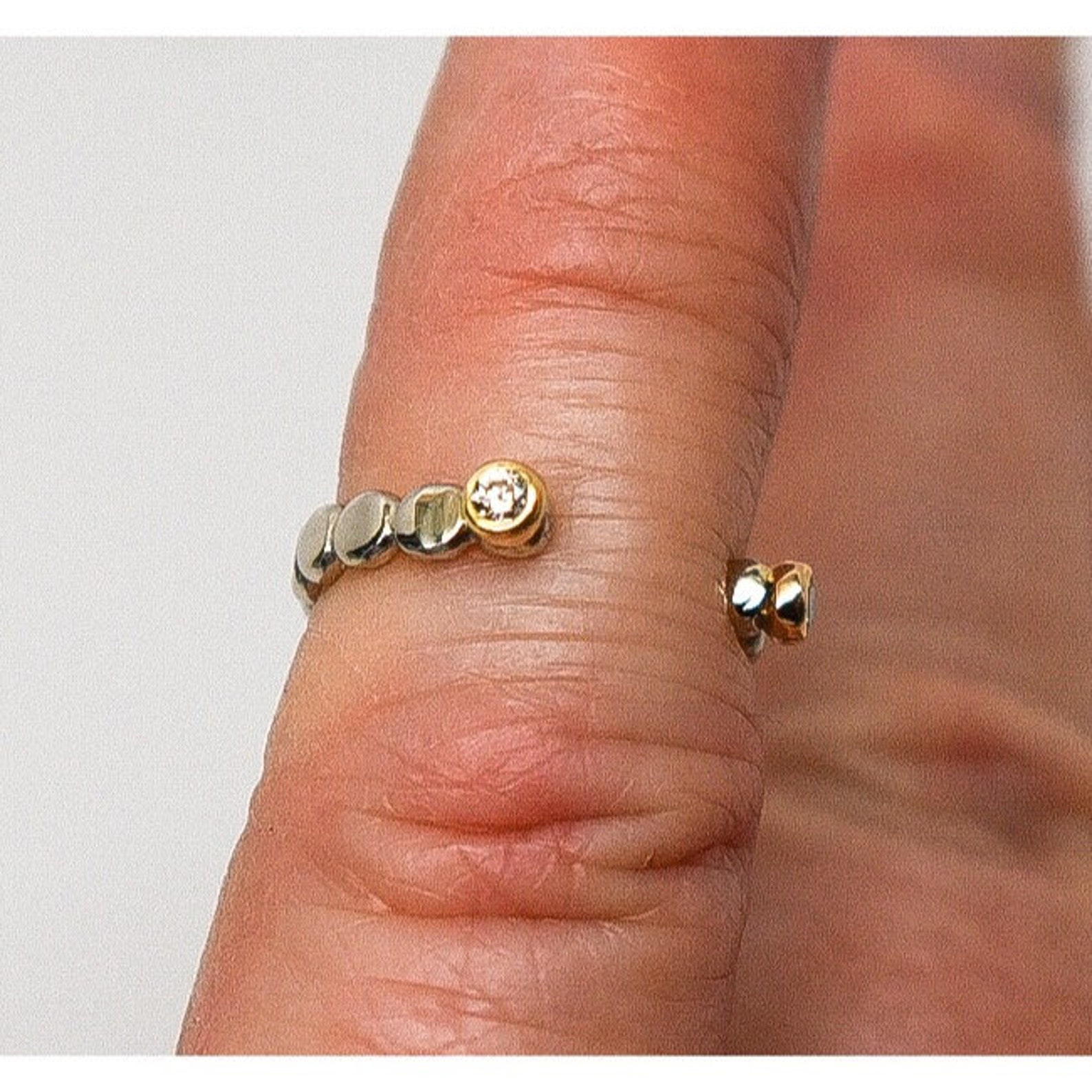 Diamond Negative Space Ring Gold Sterling Open Ring Modern - Etsy