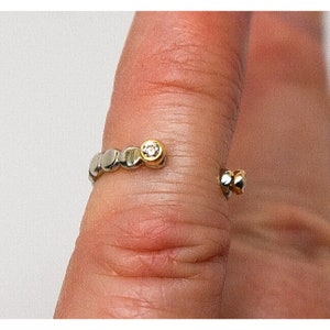 Diamond Negative Space Ring Gold Sterling Open Ring Modern Dotted Ring ...