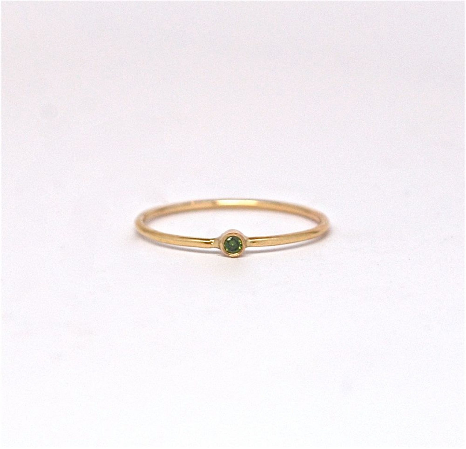 14k Gold Green Diamond Stacking Ring Stackable Wedding Ring | Etsy