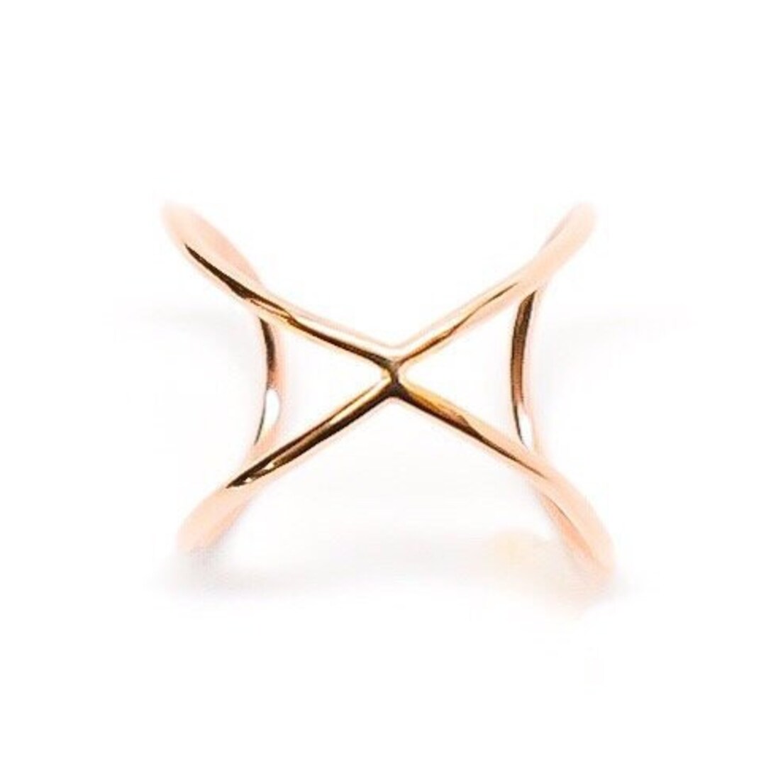 X Ring Gold X Criss Cross Ring Infinity Ring Adjustable Negative Space ...