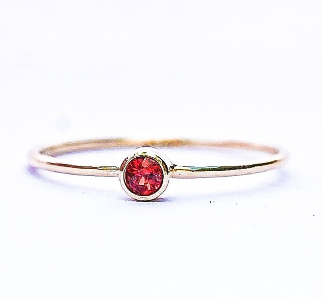 Red Sapphire 14K SOLID Gold Stacking Ring Made to Order - Etsy
