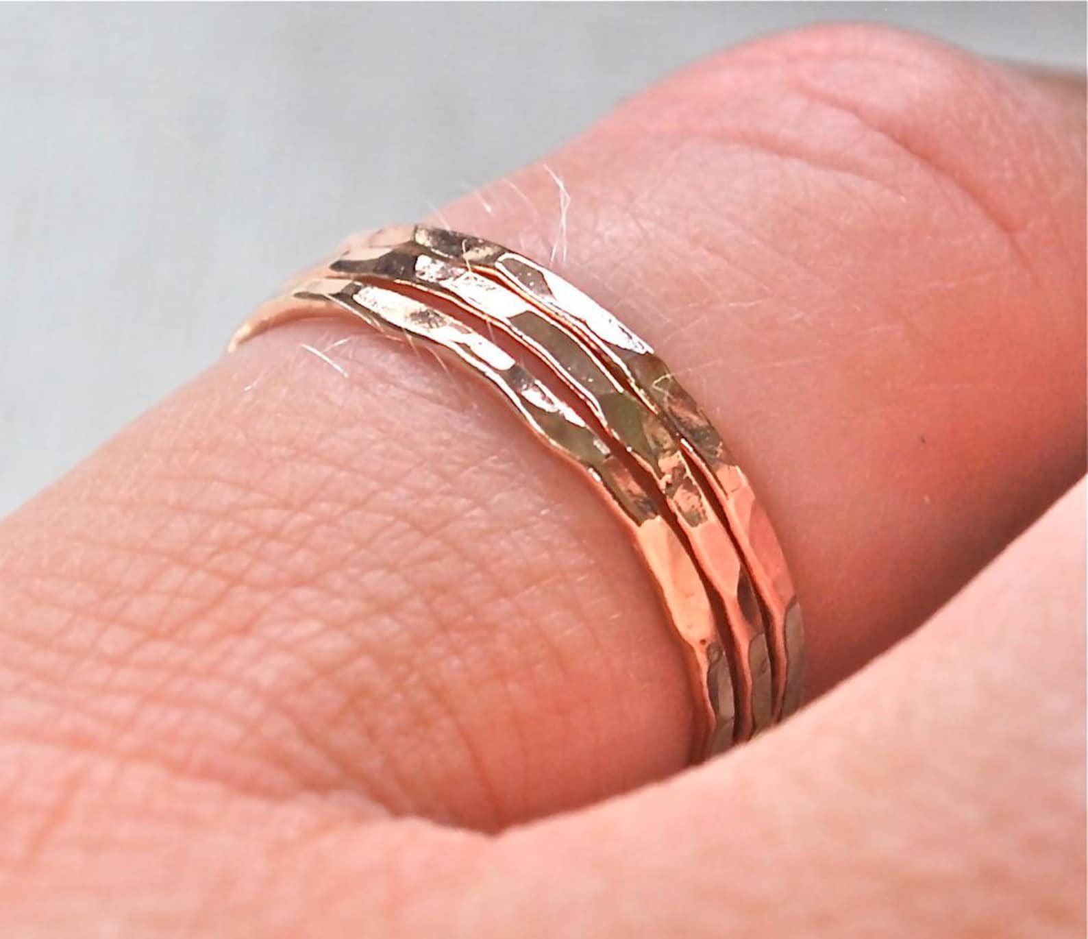 Rose Gold Rings the Skinny Stack 4 Rings - Etsy