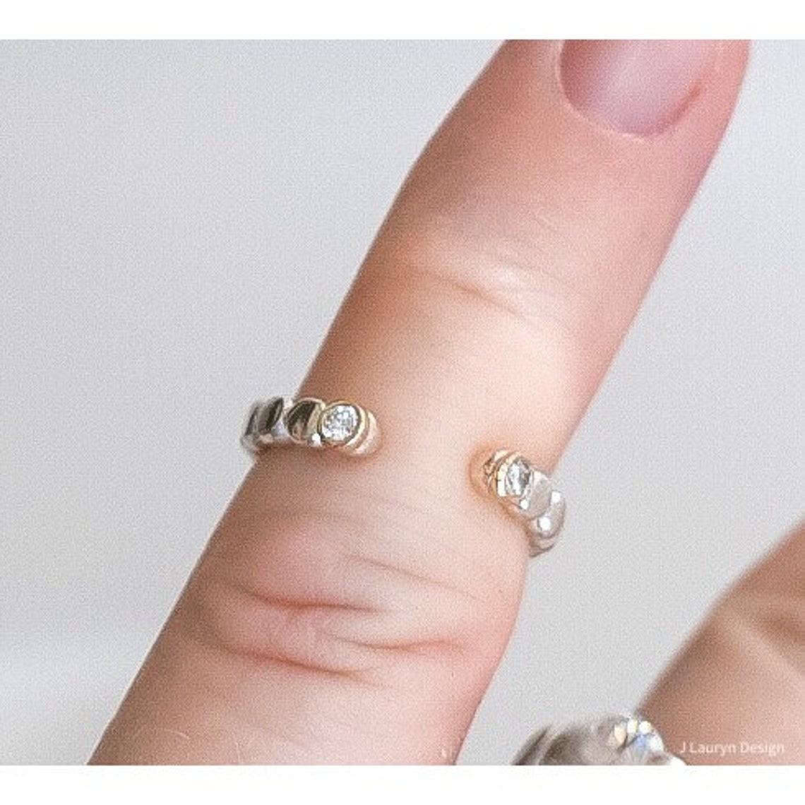 Diamond Negative Space Ring Gold Sterling Open Ring Modern - Etsy