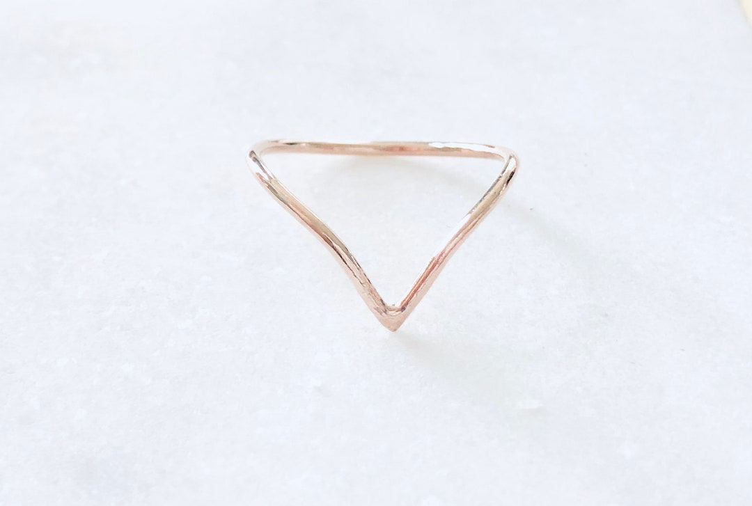 Silver or 14k Gold Chevron Band Ring Midi Ring - Etsy