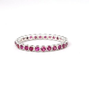 Red Ruby Gemstone Eternity Stacking Ring Recycled 14k Gold July ...