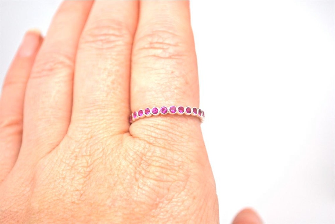 Red Ruby Gemstone Eternity Stacking Ring Recycled 14k Gold - Etsy