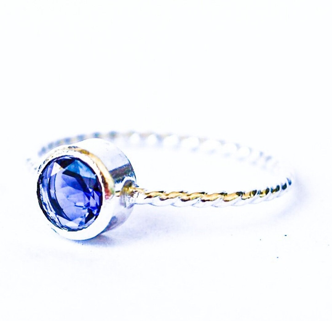 Blue Water Sapphire Iolite Gemstone Stacking Ring - Etsy