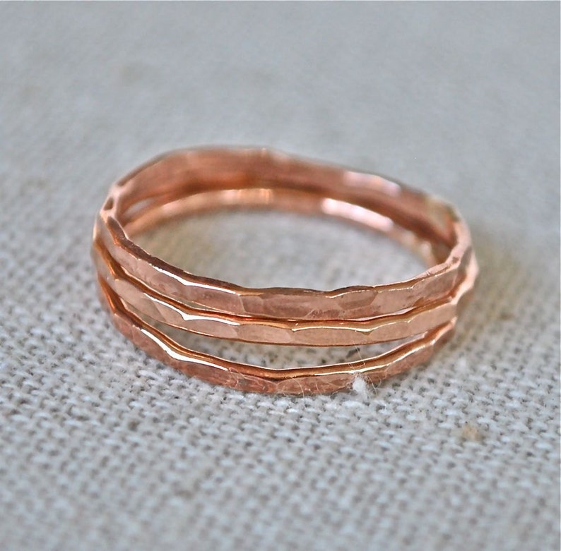Rose Gold Rings the Skinny Stack 4 Rings - Etsy