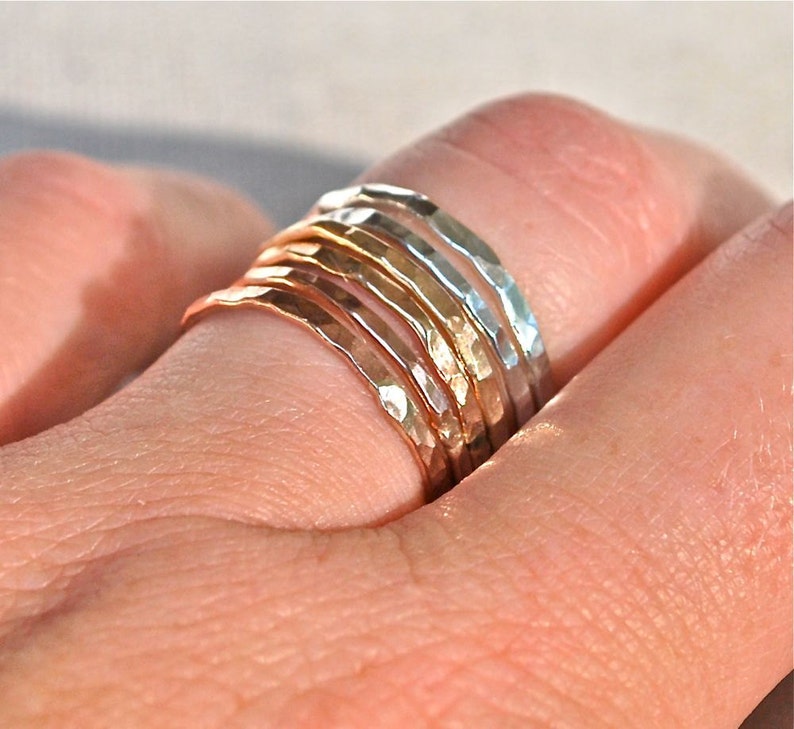Rose Gold Rings the Skinny Stack 4 Rings - Etsy