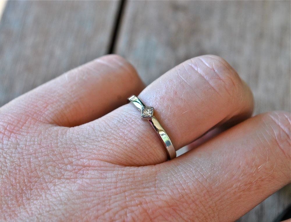 Square Princess Cut Gold Ring Diamond Ring 14k White Gold | Etsy