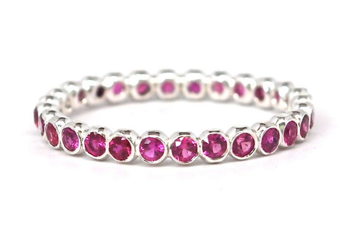Red Ruby Gemstone Eternity Stacking Ring Recycled 14k Gold - Etsy