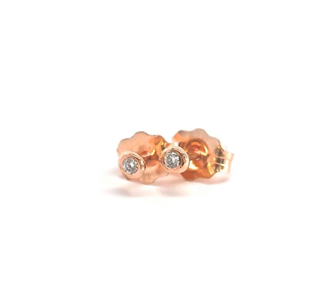 ONE THREADED POST White Diamond Stud Rose Gold Earring Threaded Post ...