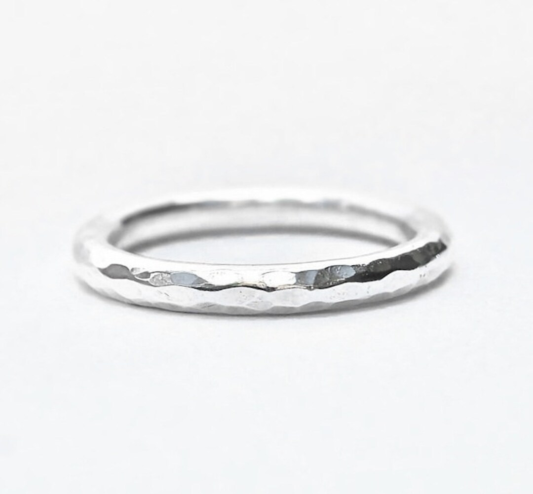 Thick Hammer Faceted and Forged Ring - Sterling Silver Hammered Ring ...