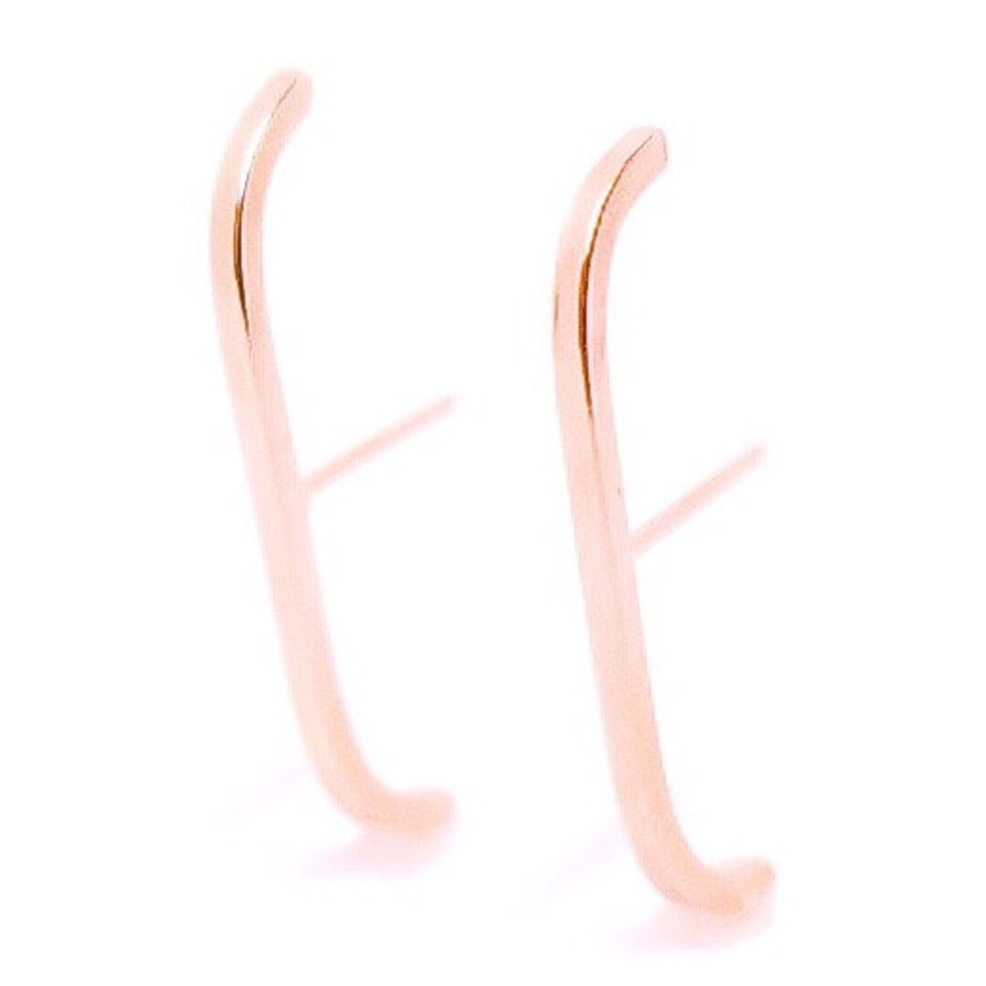 One Single Bar Earring Ear Lobe Cuff Earring in 14k Gold or Silver - Etsy