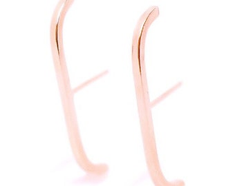 One Single Bar Earring Ear Lobe Cuff Earring in 14k Gold or | Etsy