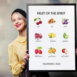 Fruit of the Spirit Bible Verse Wall Art, Christian Home Decor, Sunday ...