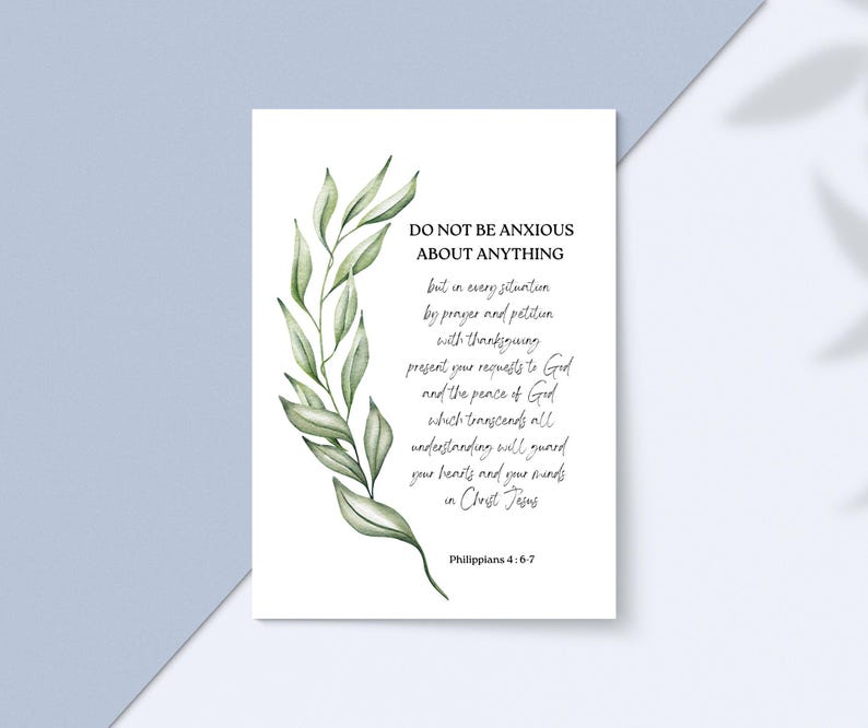 Philippians 4:6-7 Bible Verse Print, Christian Wall Art (digital ...
