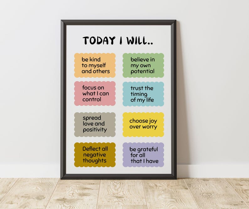Positive Affirmations Poster: Calming Corner Mental Health Art (digital ...