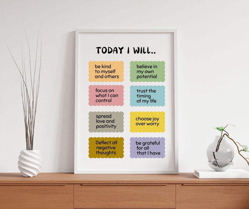 Positive Affirmations Poster: Calming Corner Mental Health Art (digital ...