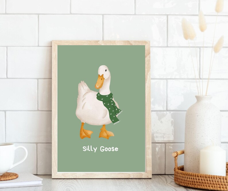 Silly Goose Wall Art, Kids Room Illustration, Trendy Kids Room Print ...