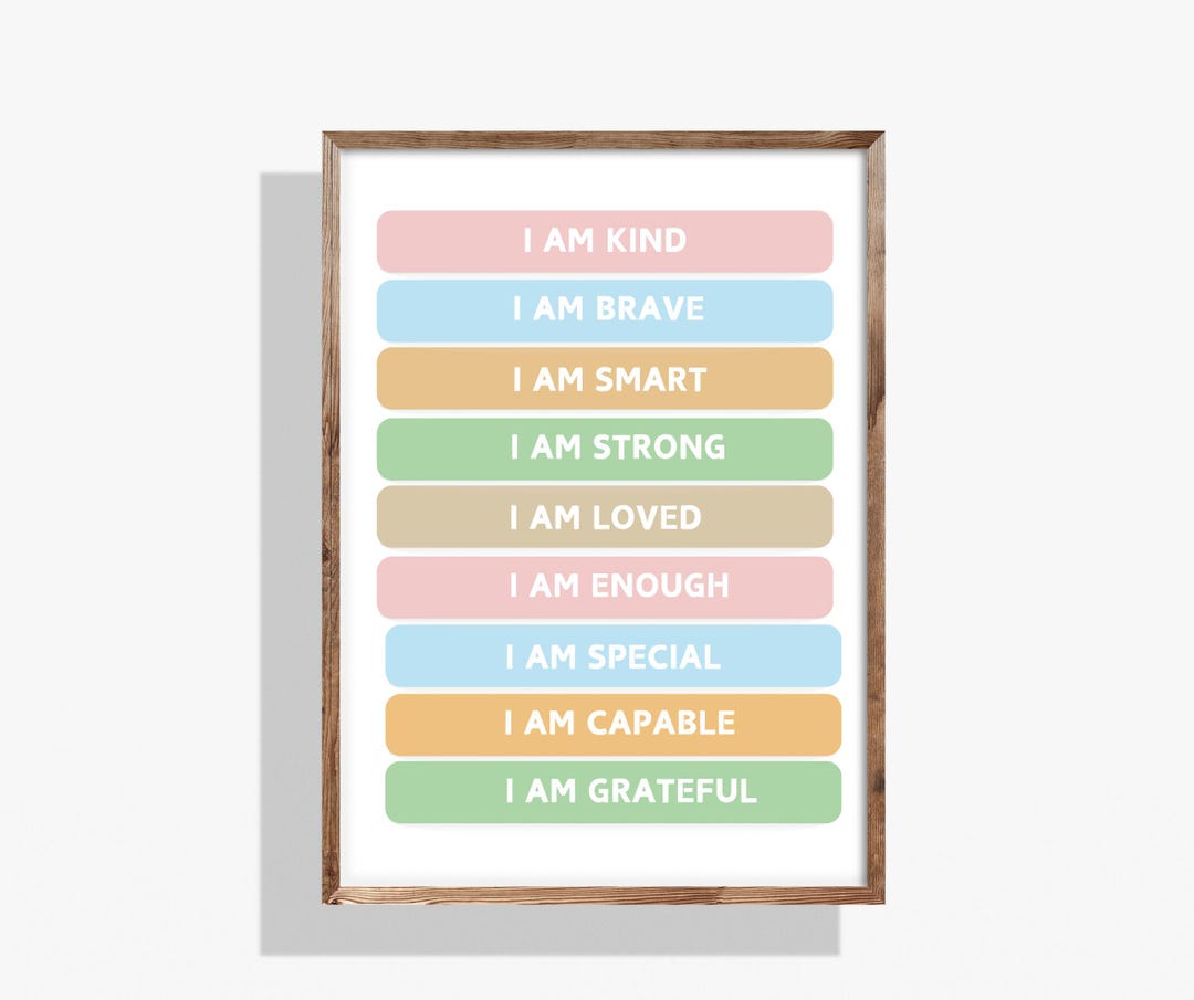 Positive Affirmations for Kids, I Am Kind Smart Loved Printable ...