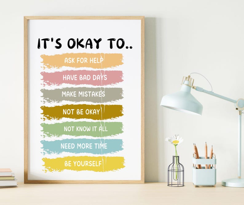 It's Okay to Be Yourself Poster: Motivational Kids Classroom Art ...