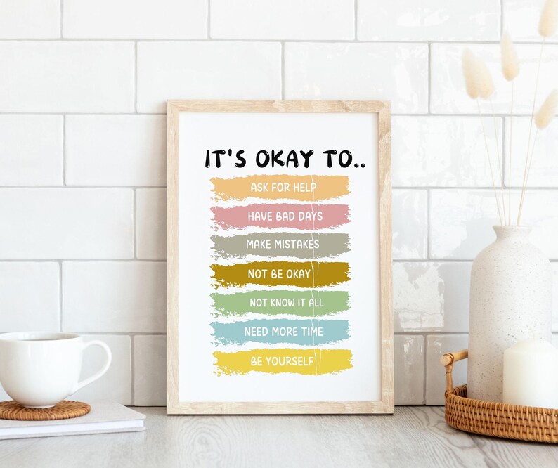 It's Okay to Be Yourself Poster: Motivational Kids Classroom Art ...