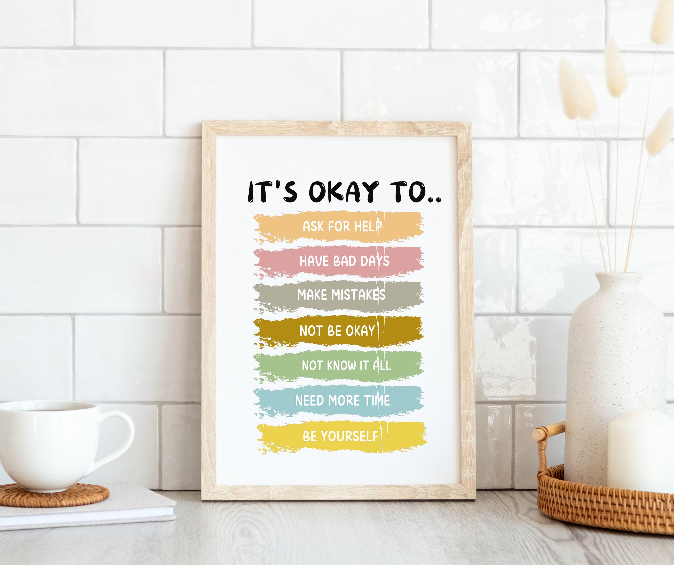It's Okay to Be Yourself Poster: Motivational Kids Classroom Art ...