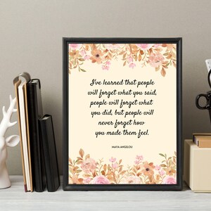 Maya Angelou Quote Floral Wall Art - Inspirational Printable Poster ...