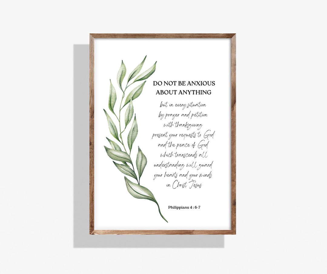 Philippians 4:6-7 Bible Verse Print, Christian Wall Art (digital ...