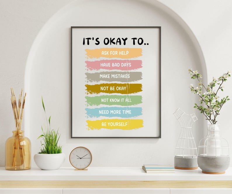 It's Okay to Be Yourself Poster: Motivational Kids Classroom Art ...