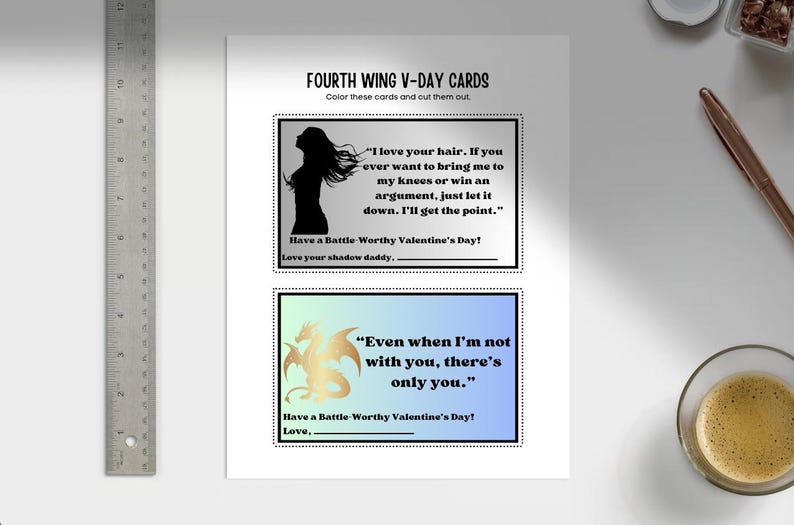 Printable Fourth Wing Valentines Day Cards - Etsy
